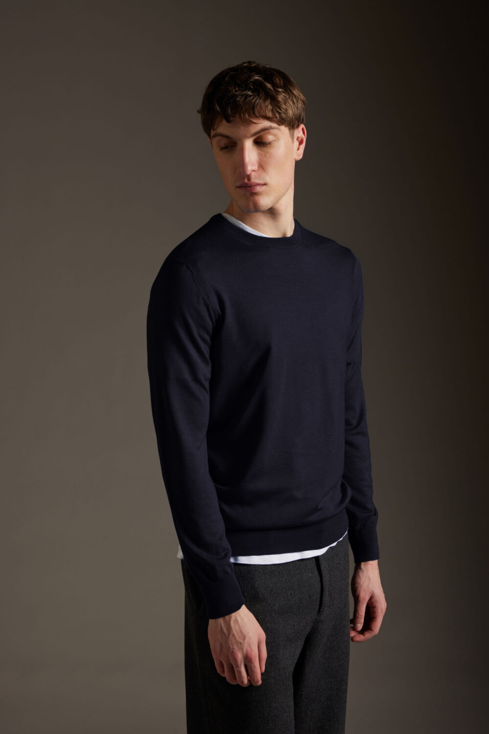 Crewneck Sweater in Ultrafine Merino Wool - Kangra - Premium Yarns Knitwear